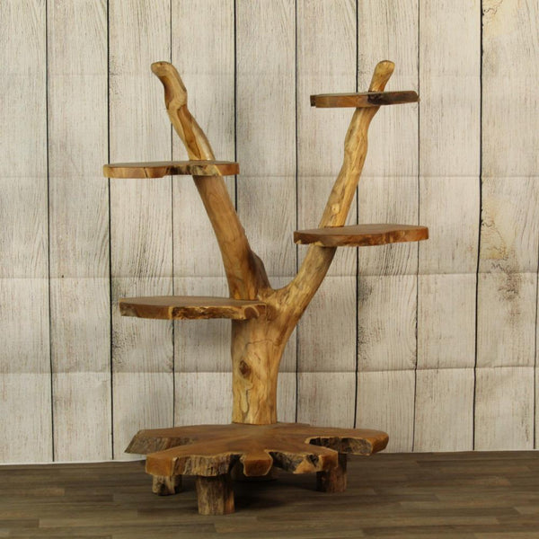 Live Edge Driftwood Display Stand with Teakwood Shelves- Large(4 Ft ...
